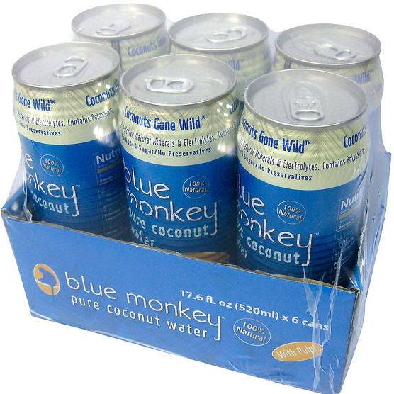 Blue Monkey 100% Natural Pure Coconut Water with Pulp 520mL x 6 pack (DISCONTINUED)