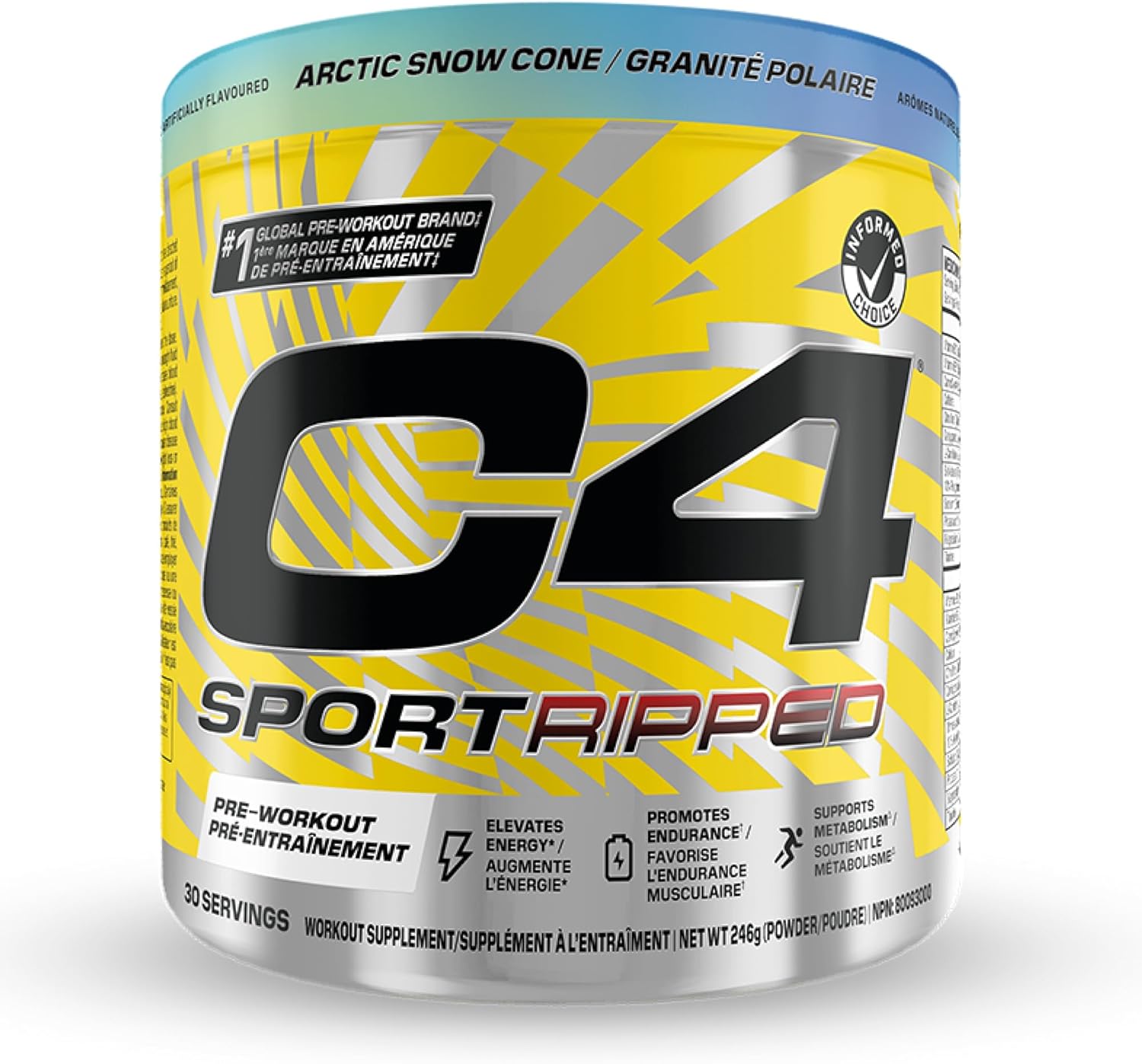 Cellucor C4 Sport Ripped Arctic Snow Cone Pre Workout Powder 30 Servin