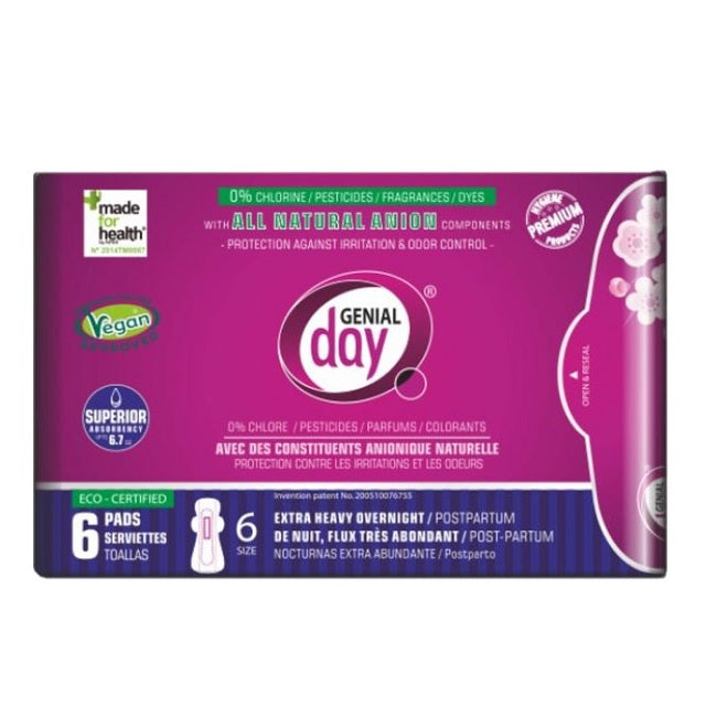 Genial Day Postpartum Pads Extra Heavy 6 Count