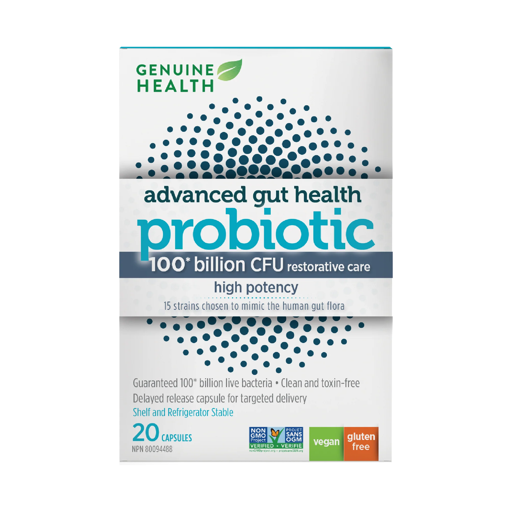 Genuine Health Advanced Gut Health Probiotic 100 billion CFU | 20 Capsules