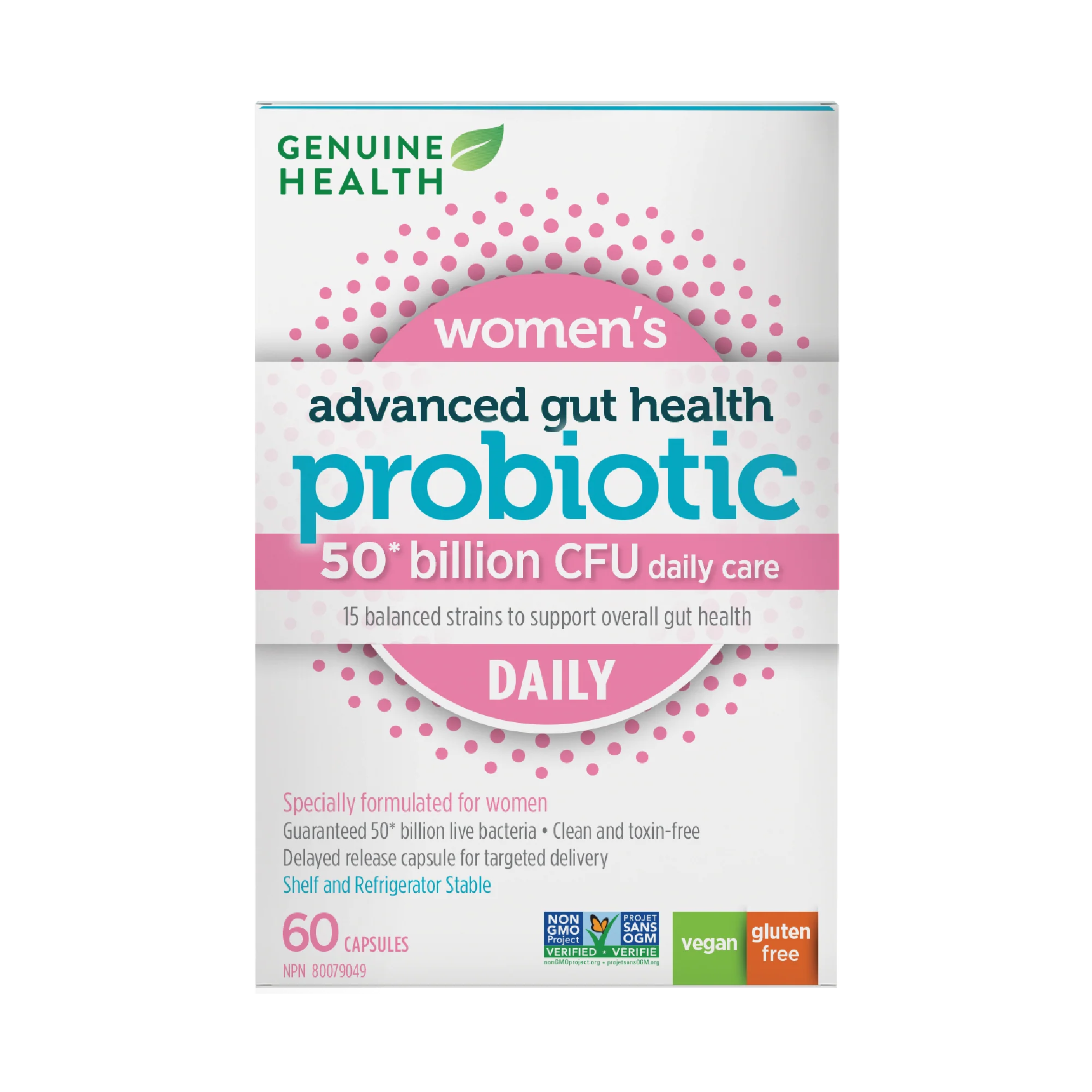 Genuine Health Women's Advanced Gut Health Probiotic 50 Billion CFU 60