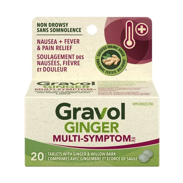 Gravol Ginger Non-Drowsy Tablets: Nausea, Fever & Pain Relief