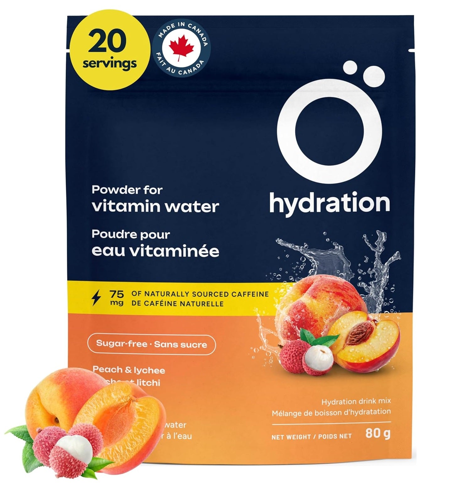 O Hydration - Peach & Lychee Flavored Vitamin Water Booster Drink Mix