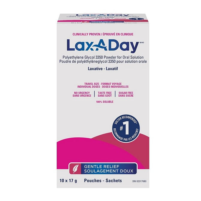 Lax-A-Day Laxative Polyethylene Glycol Powder For Oral Solution 10 x ...