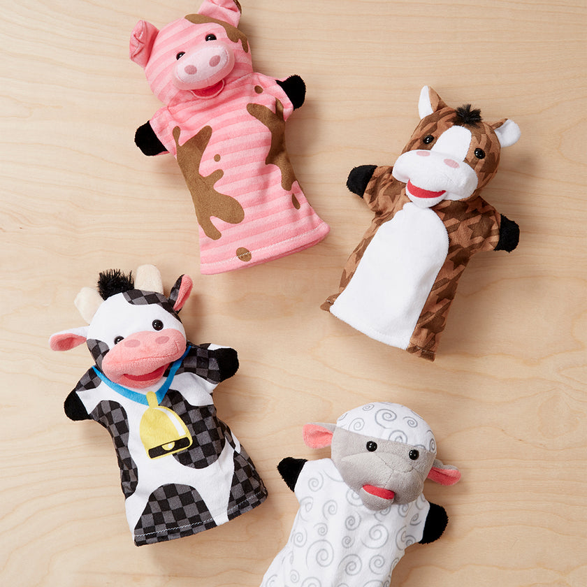 Melissa & Doug Farm Friends Hand Puppets - 4 Soft & Cuddly Puppets
