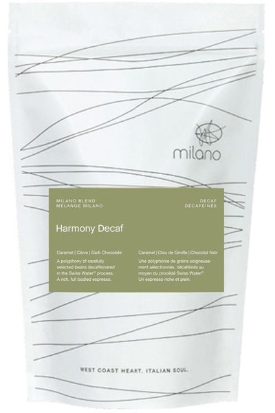 Milano Coffee Organic Whole Bean Decaf Espresso Swiss Water Process 340g