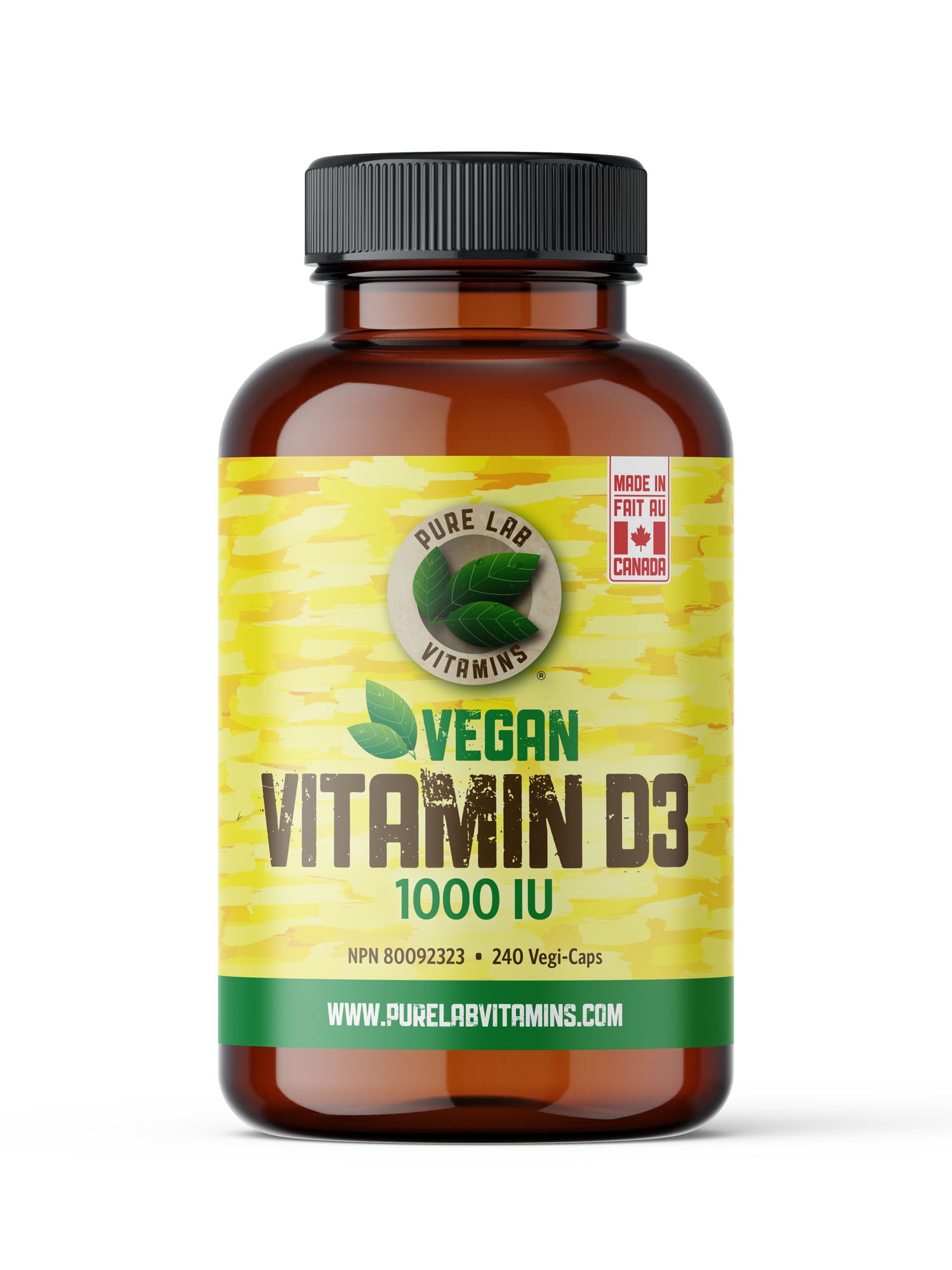 Pure Lab Vitamins Vegan Vitamin D3 1000 IU 240 Veg Capsules