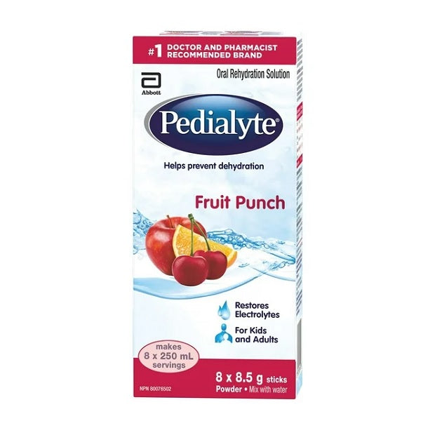 Pedialyte Electrolyte Powder Sticks - Fruit Punch 8x8.5g