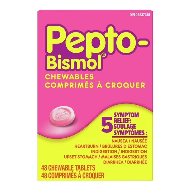 Pepto-Bismol 5 Symptom Relief Chewable Tablets 48 Tablets