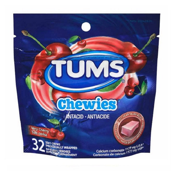 TUMS Chewies Antacid Very Cherry 32 Soft Chews