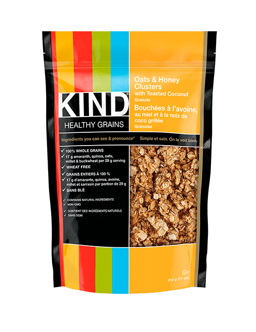 Kind Snacks Healthy Grains Oats & Honey Clusters with Toasted Coconut ...