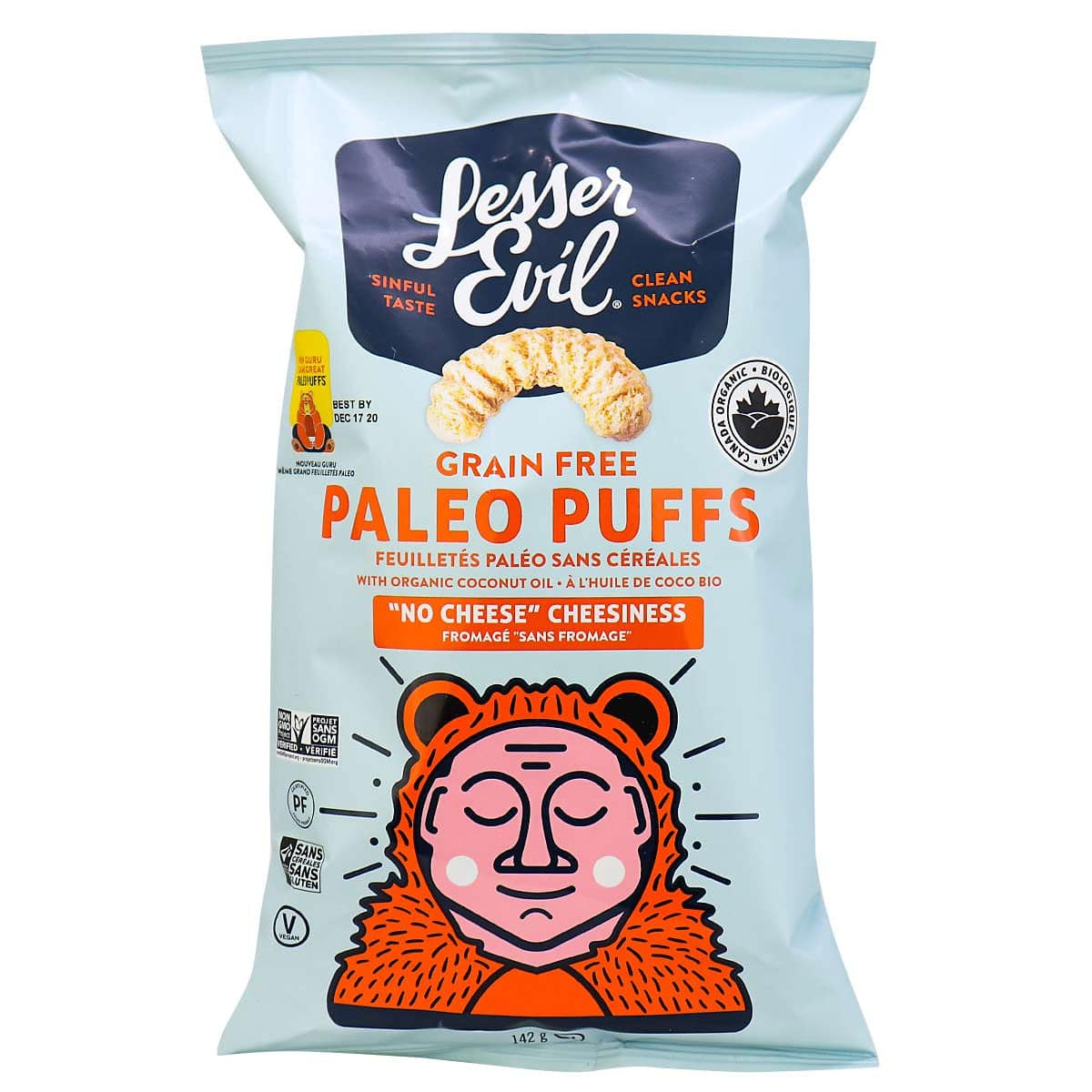 LesserEvil Grain Free Paleo Puffs - No Cheese Cheesiness 142g x 9 ...