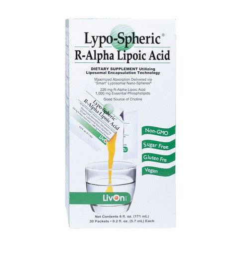 LivOn Labs Lypo-Spheric R-Alpha Lipoic Acid 30 Packet Box