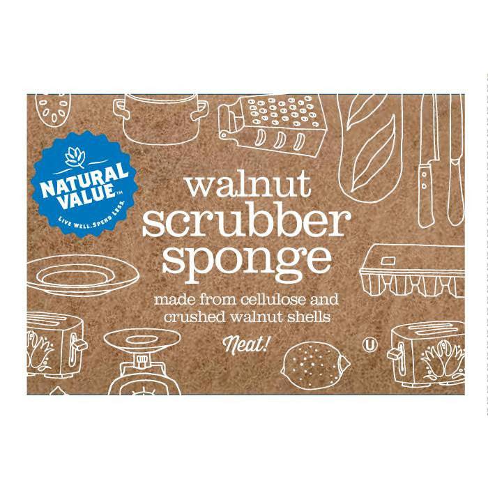Natural Value Walnut Scrubber Sponge 1 Count