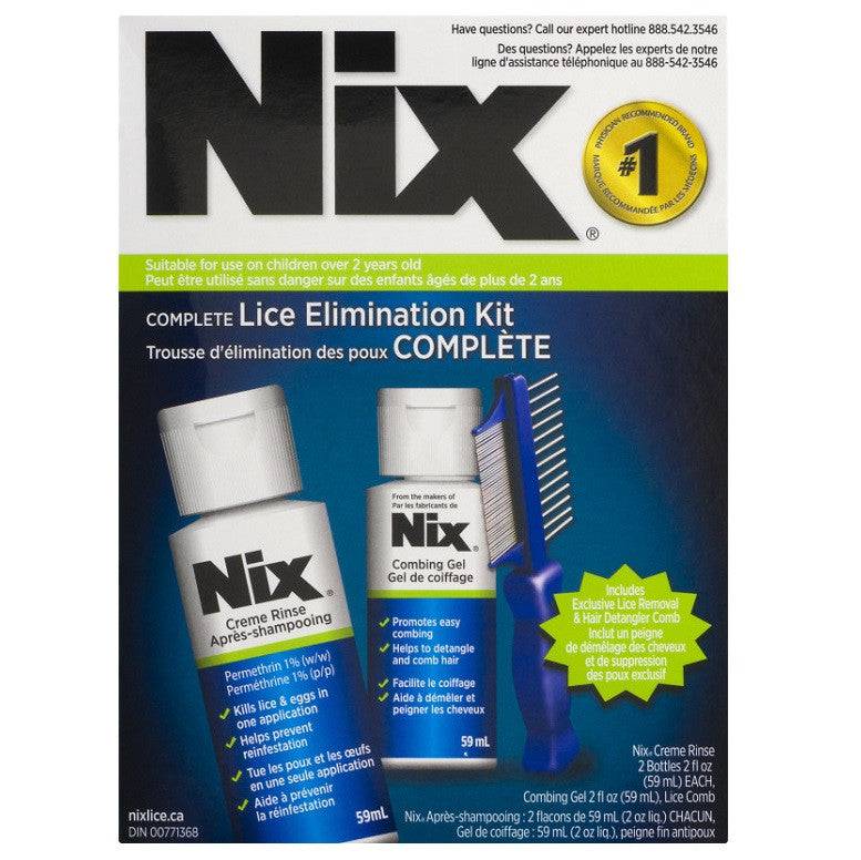 Nix Complete Lice Elimination Kit Creme Rinse 59mL + Combing Gel 59mL ...