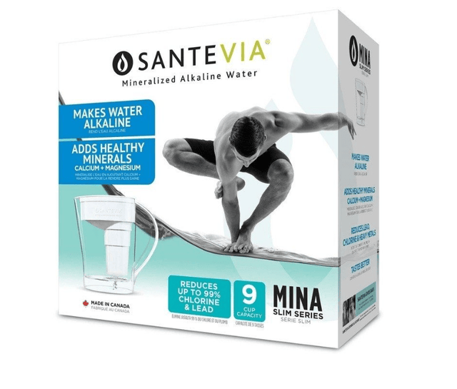 Santevia MINA Slim Series Mineralized Alkaline Water Pitcher - White