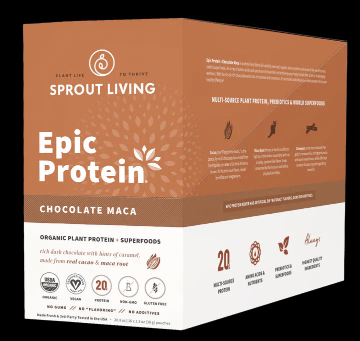 Sprout Living Epic Protein Organic Plant Protein + Superfoods 16 x 38g ...